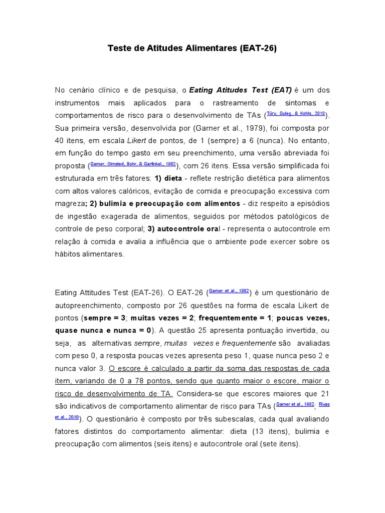 O EAT-26: um questionário breve e validado para rastreamento de ...