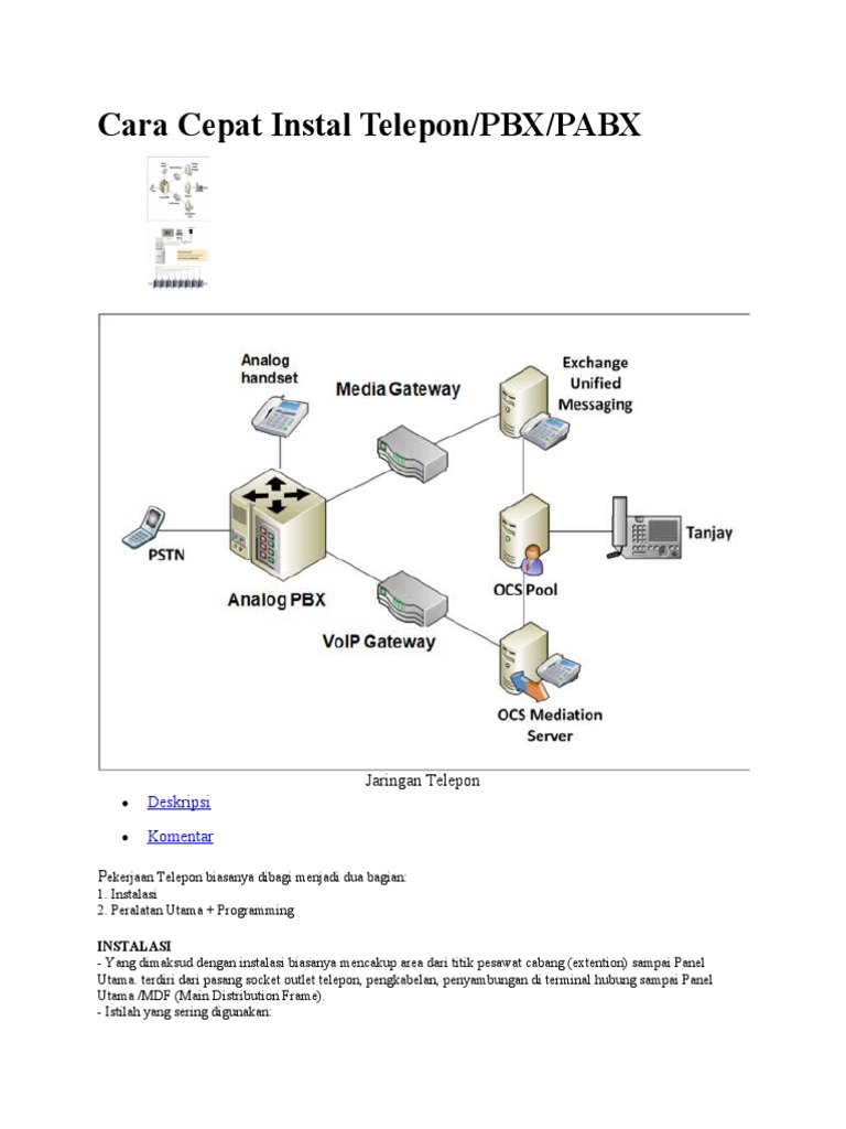 Cara Cepat Instal Telepon Pabx | PDF