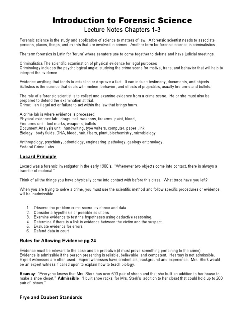 Introduction Lecture | PDF | Crime Scene | Forensic Science