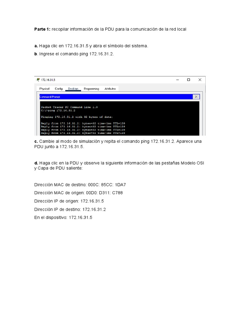 9.1.3 Packet Tracer Identificación de Direcciones MAC e IP | PDF | Enrutador (Computación ...