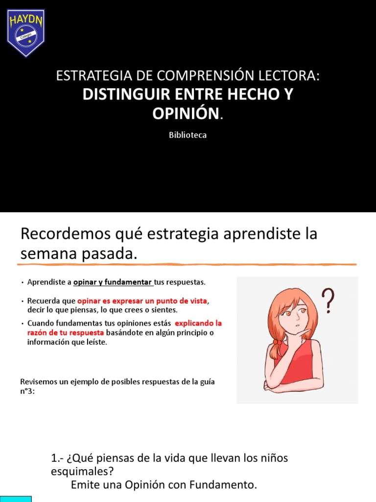 5° Básicos Estrategia - Distinguir Entre Hecho y Opinión | PDF ...