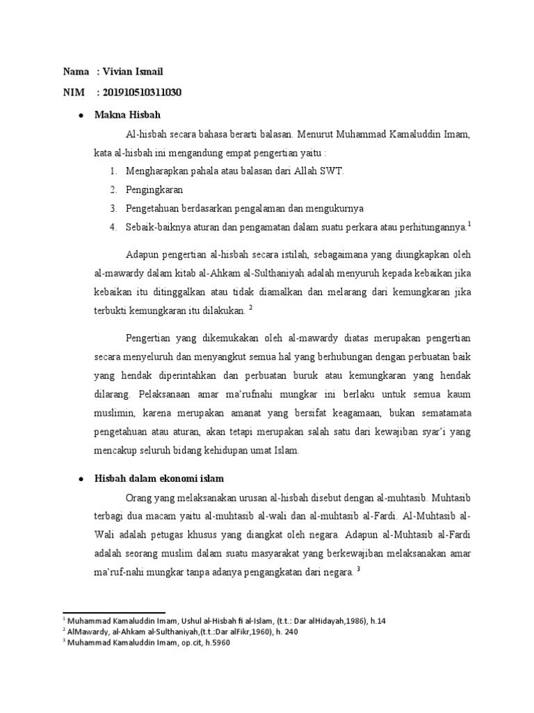 Makna dan Peran Hisbah dalam Ekonomi Islam | PDF | Ilmu Sosial | Agama ...