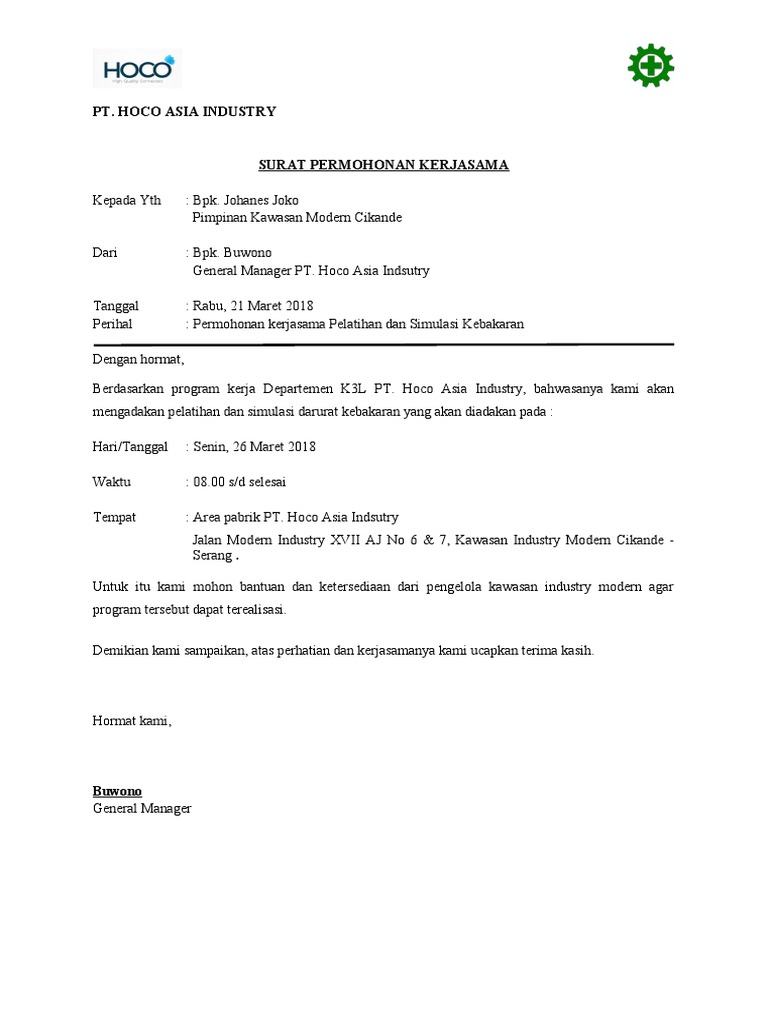 Permohonan Kerjasama Pelatihan | PDF | Teknologi & Rekayasa