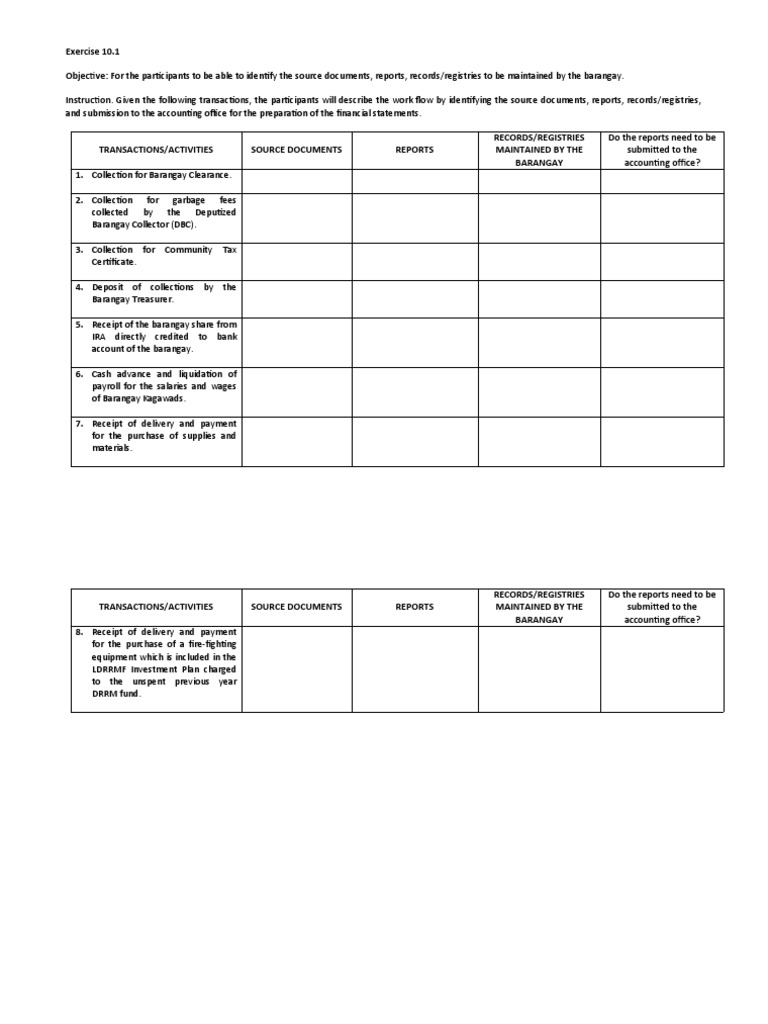 04-Exercise 1 - Barangay Financial Statement and Reports | PDF