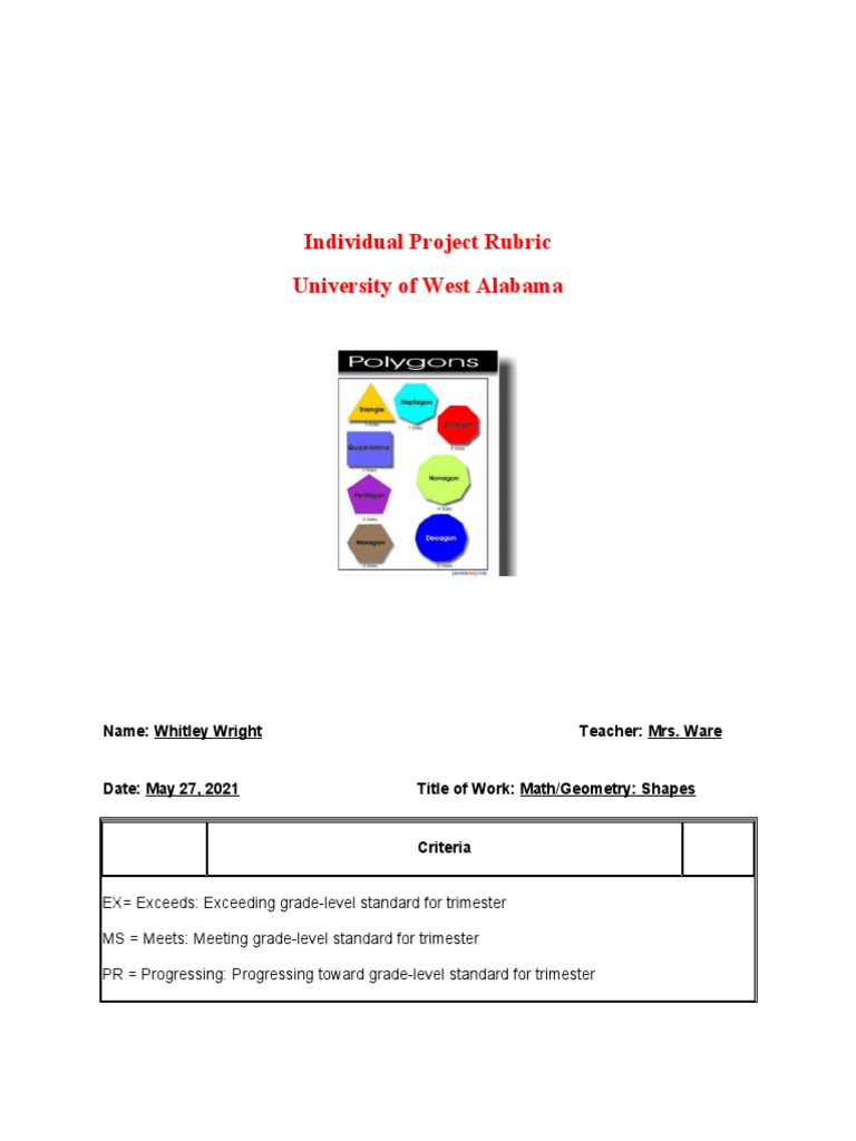 Individual Project Rubric | Download Free PDF | Shape | Convex Geometry