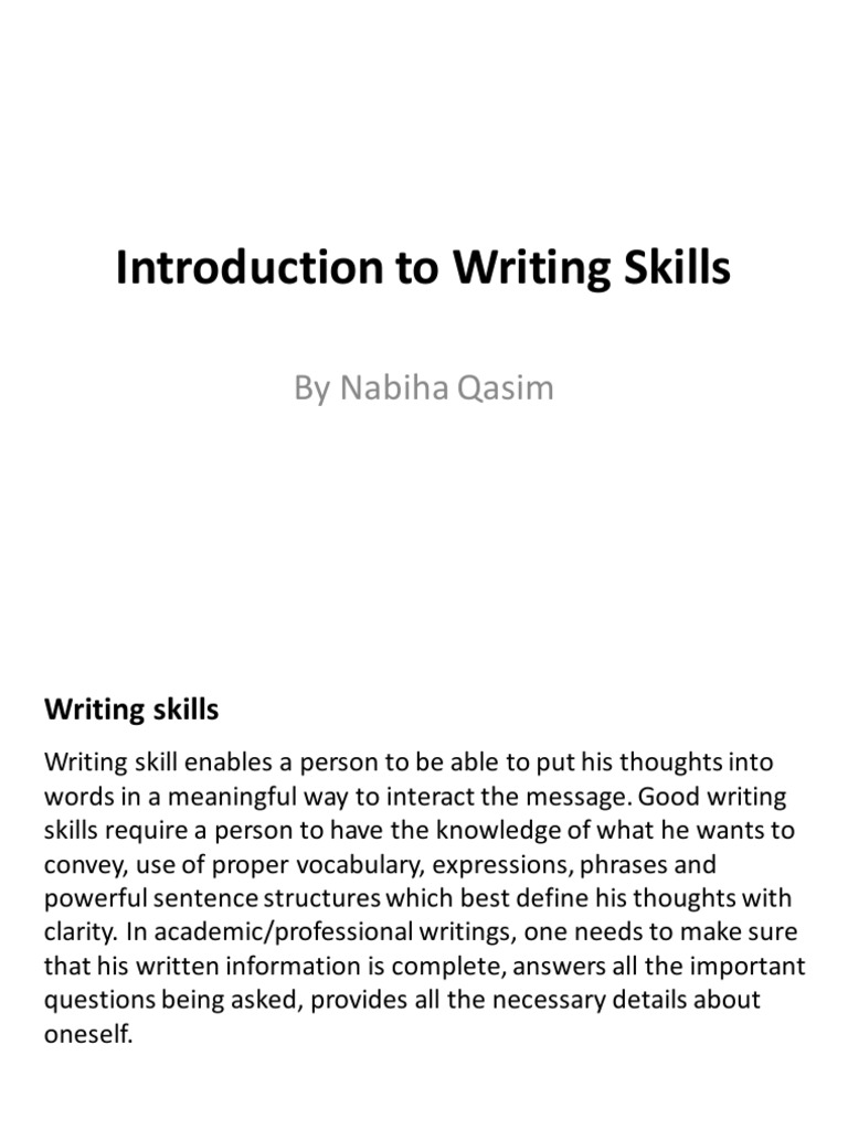 Introduction To Writing Skills | PDF | Linguistics | Cognitive Science