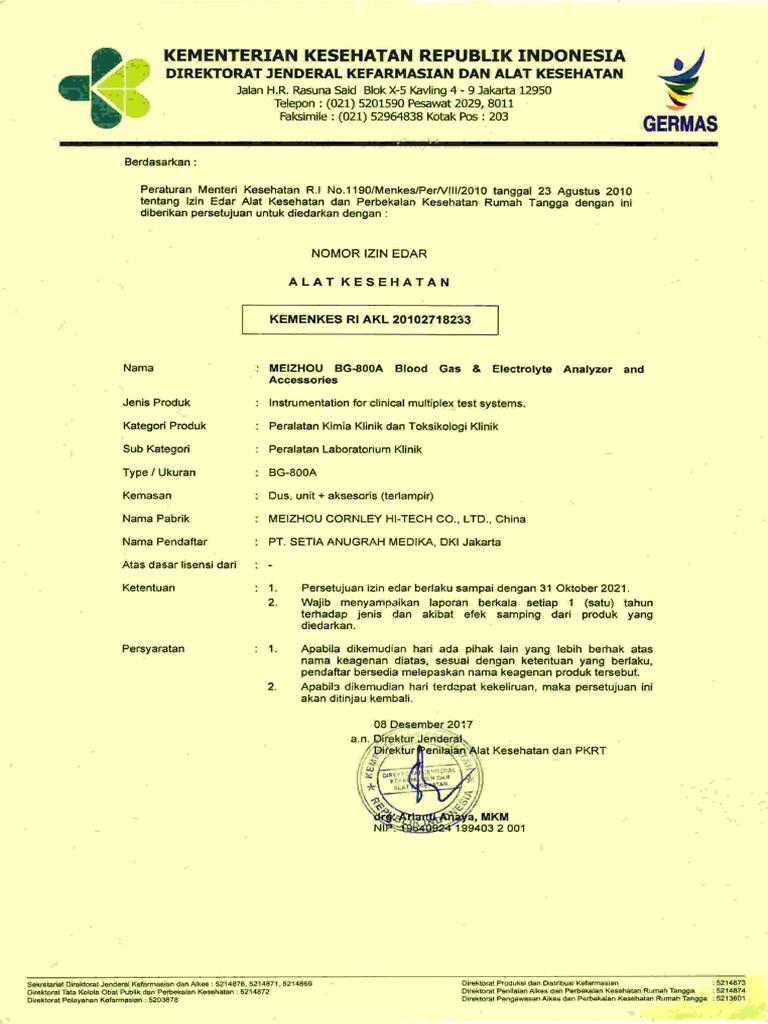 AKL 20102718233 - MEIZHOU BG-800A Blood Gas & Electrolyte Analyzer and Accessories | PDF