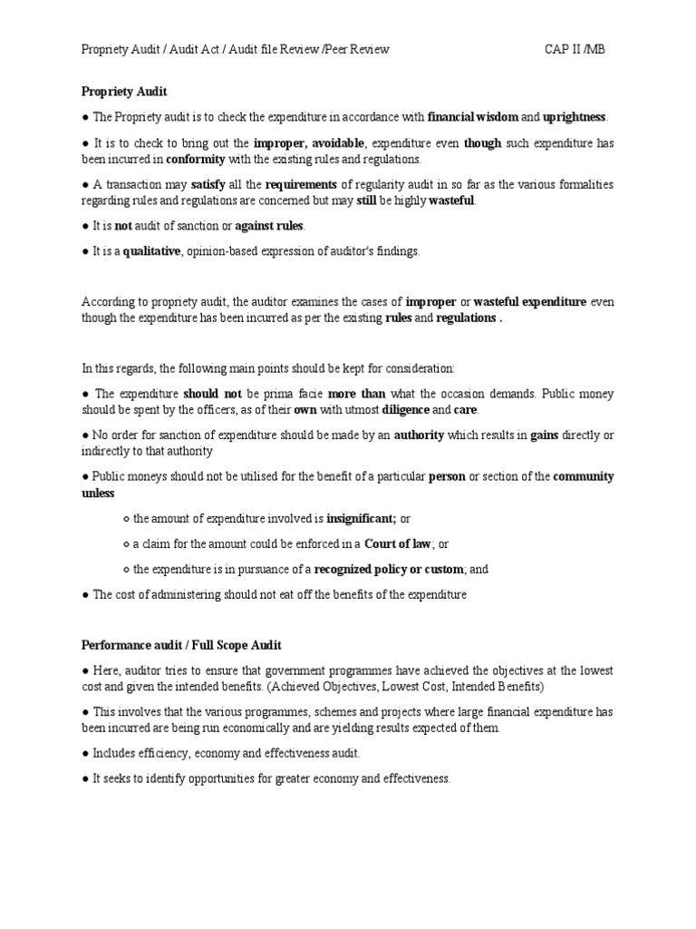 Propriety Audit | PDF