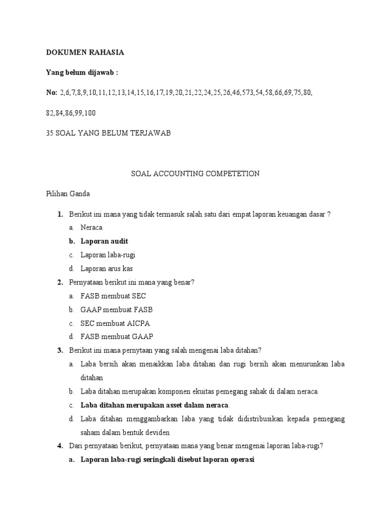 Soal Accounting Competetion | PDF