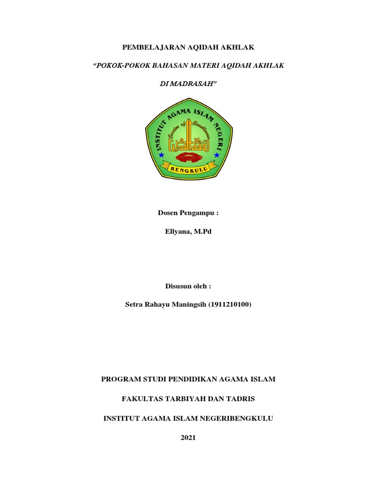 Makalah P. Aqidah Akhlak 1 | PDF