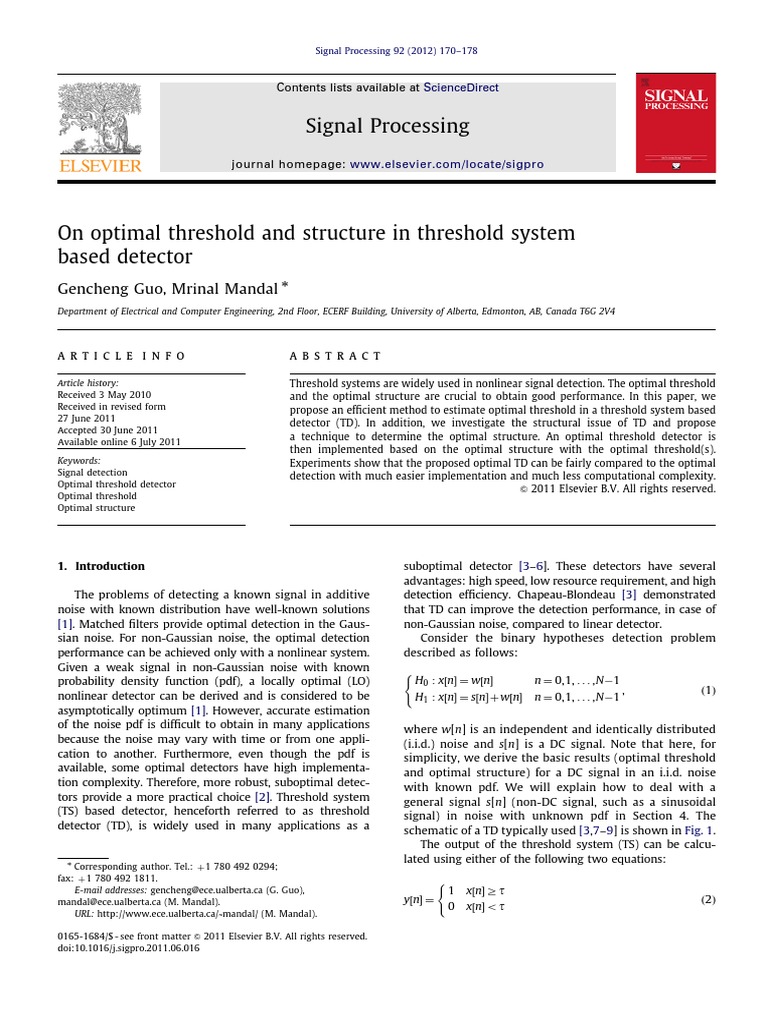 Signal - Processing - 1 Research Paper | PDF | Probability Density ...