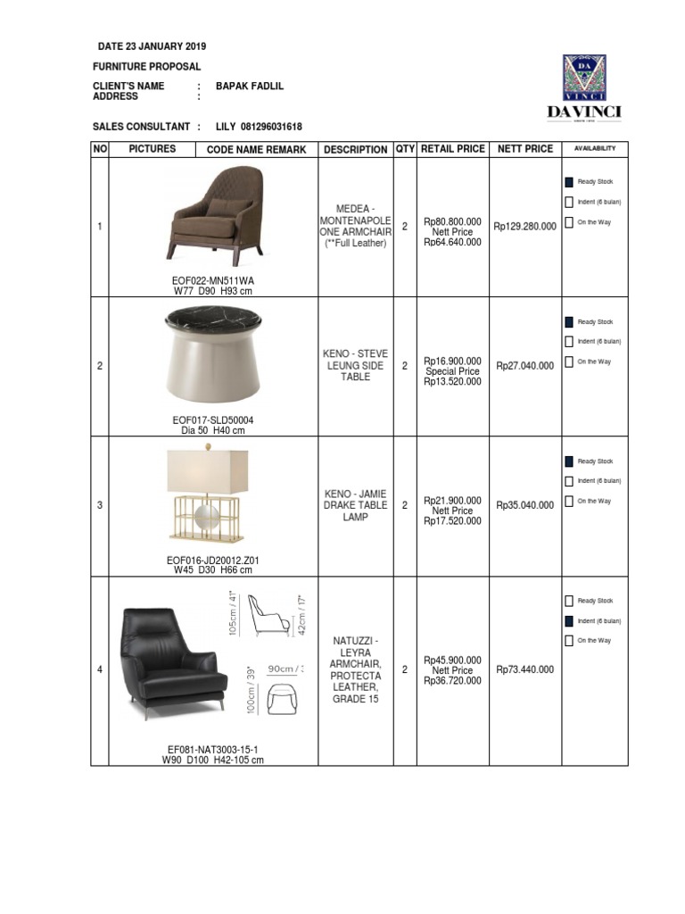 Furniture Proposal | PDF
