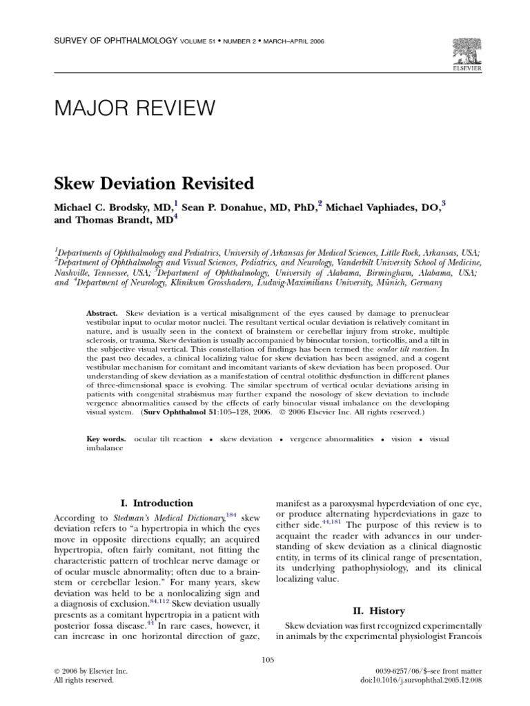 Understanding Skew Deviation in Ophthalmology | PDF | Vestibular System ...