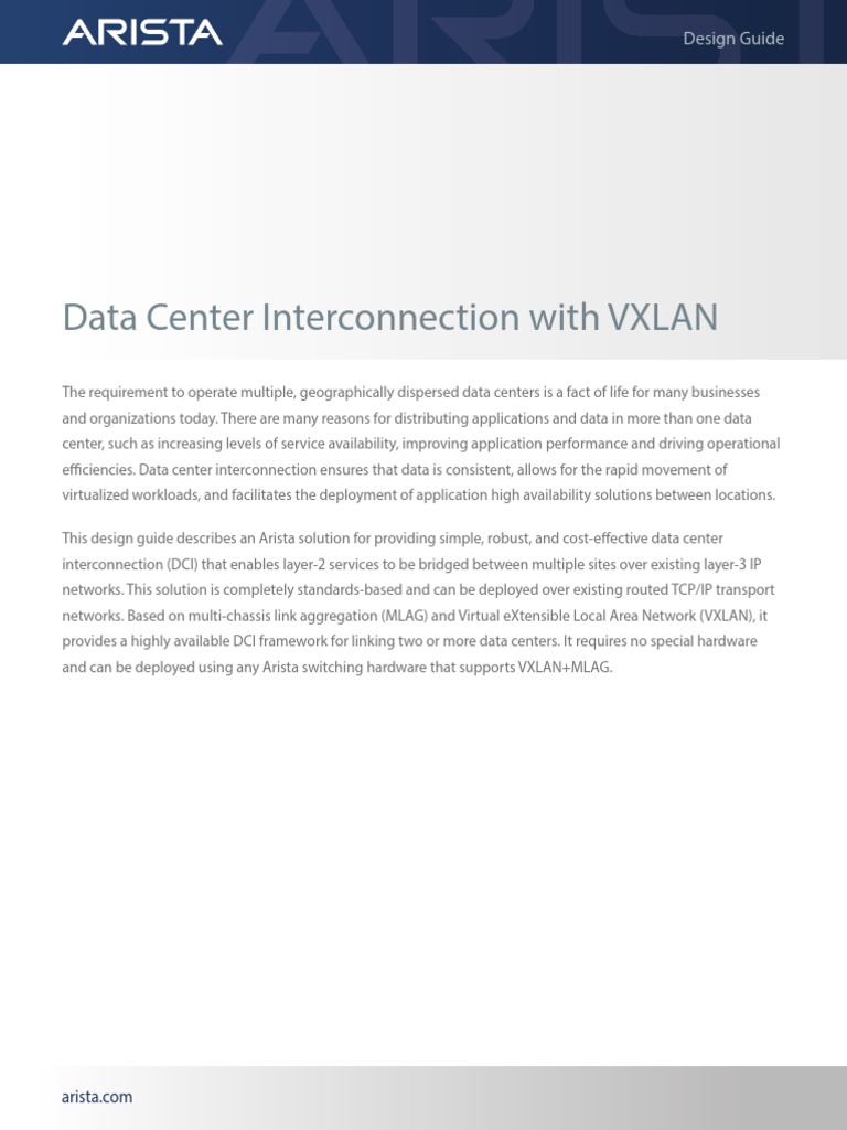 Arista Design Guide DCI With VXLAN | PDF | Network Switch | Multicast