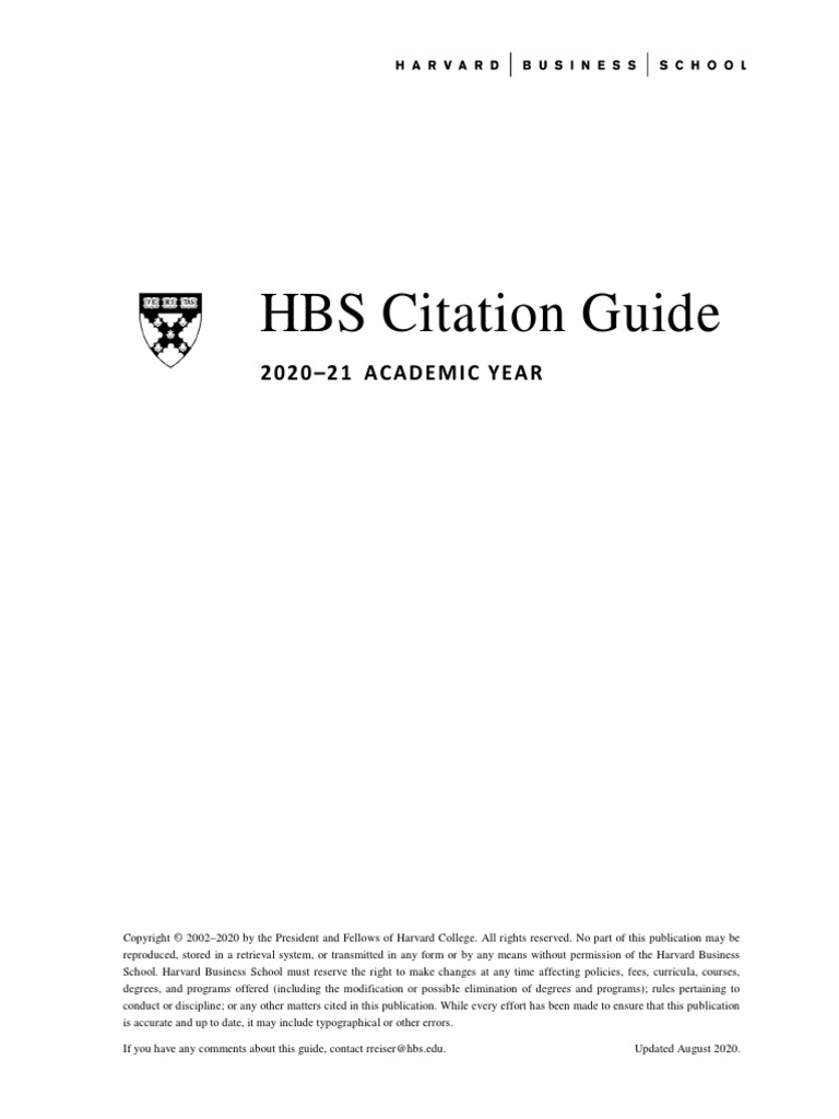 HBS Citation Guide 2020-21 | PDF
