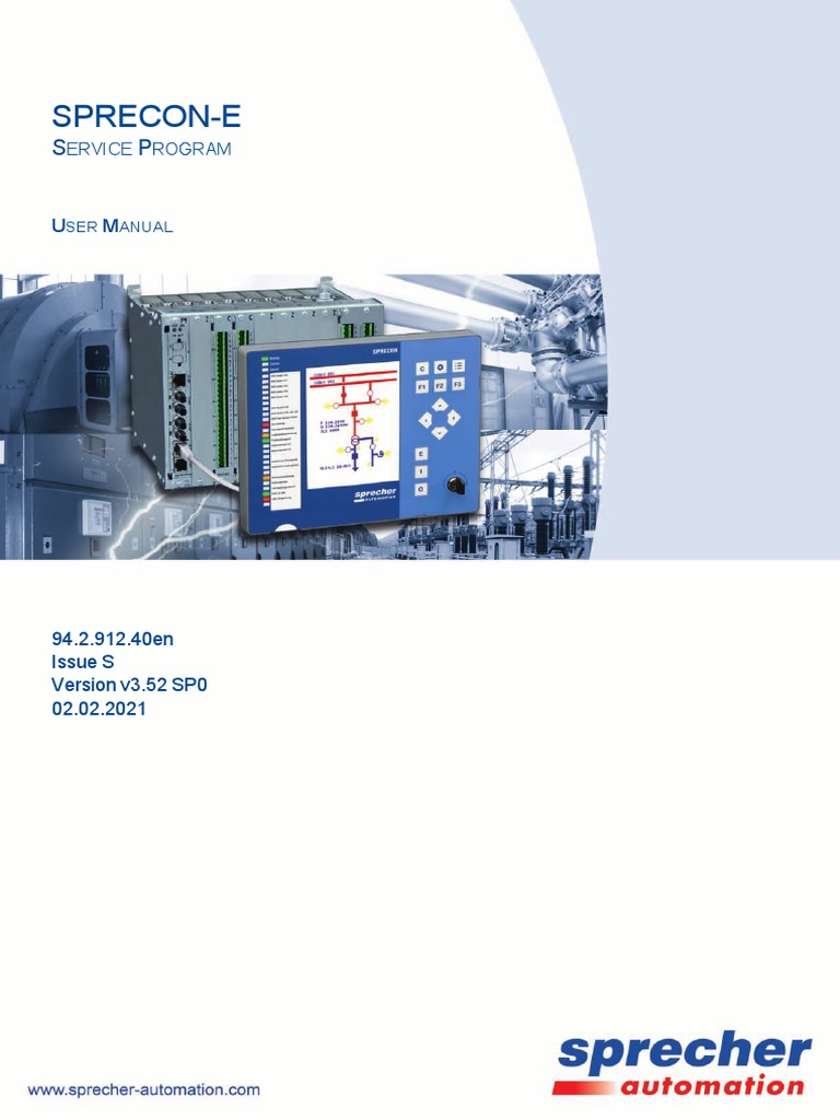 User Manual SPRECON-E Service Program English | PDF | Databases | Menu ...