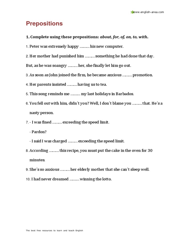 Exercise 2 - Mix Preposition | PDF