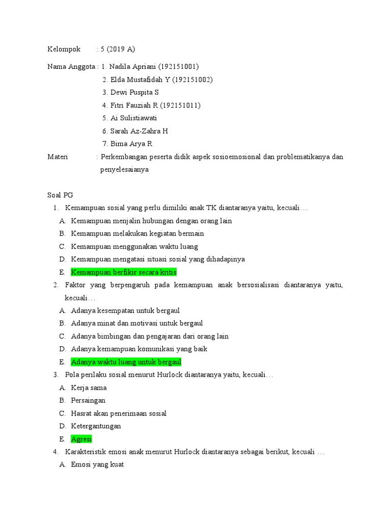 Soal PPD Kelompok 1A | PDF