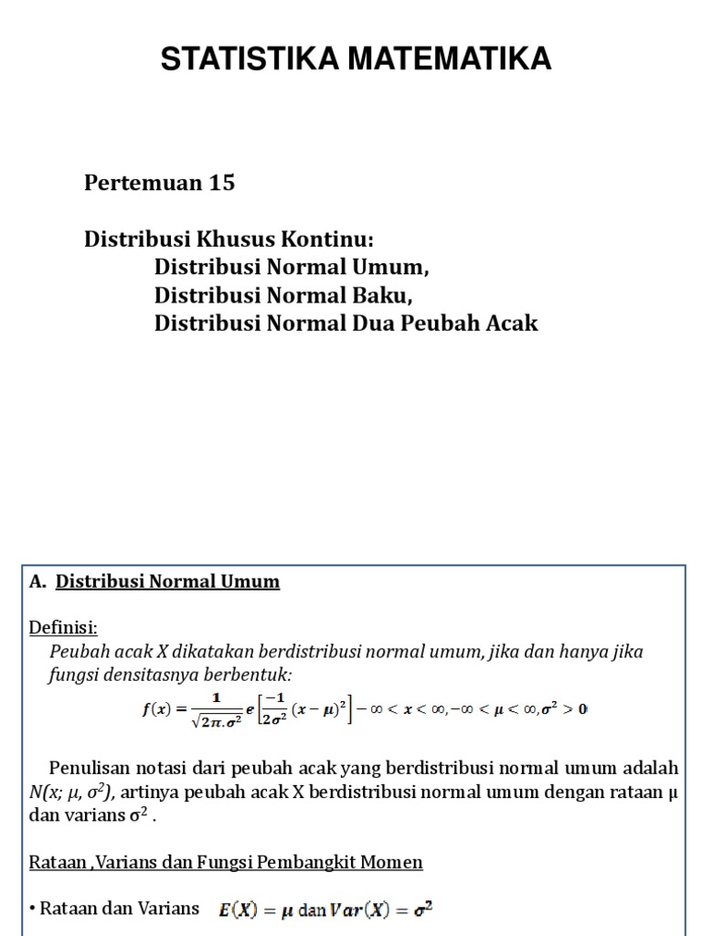 Fungsi Pembangkit Momen Distribusi Normal | PDF | Metode & Bahan Ajar ...