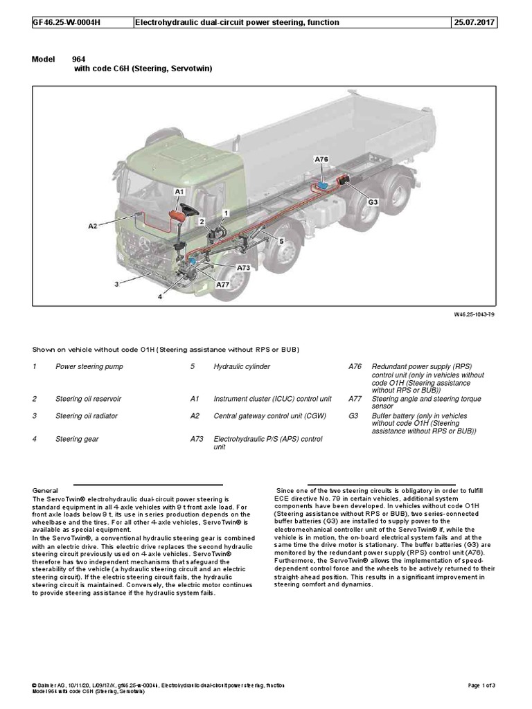 Electrohydraulic Dual-Circuit Power Steering, Function | Download Free ...