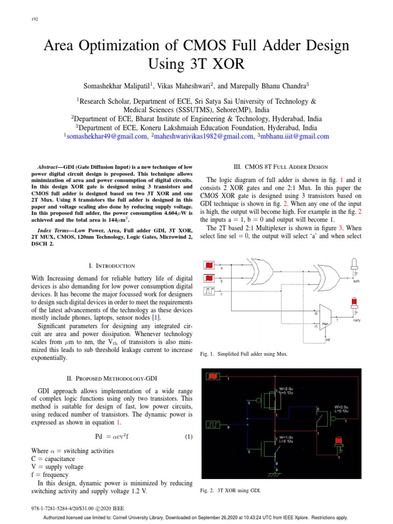 2020 Base Paper | PDF | Cmos | Logic Gate