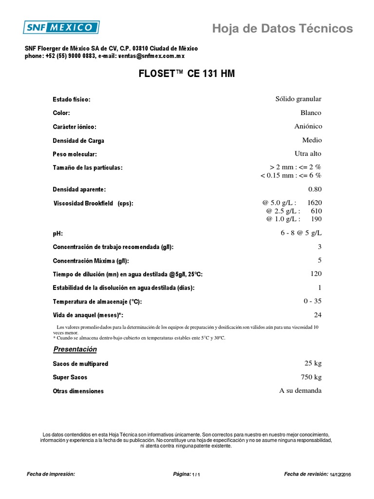 Floset™ Ce 131 HM - TDS - MS | PDF | Física Aplicada e ...