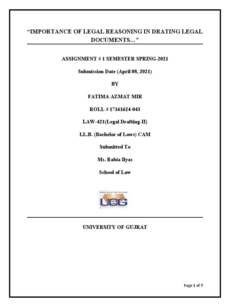 Importance of Legal Reasoning in Drafting Legal Documents | PDF ...