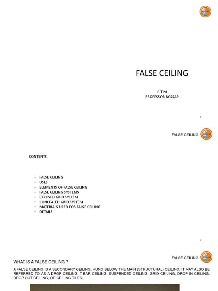 False Ceiling Theory | PDF | Drywall | Ceiling