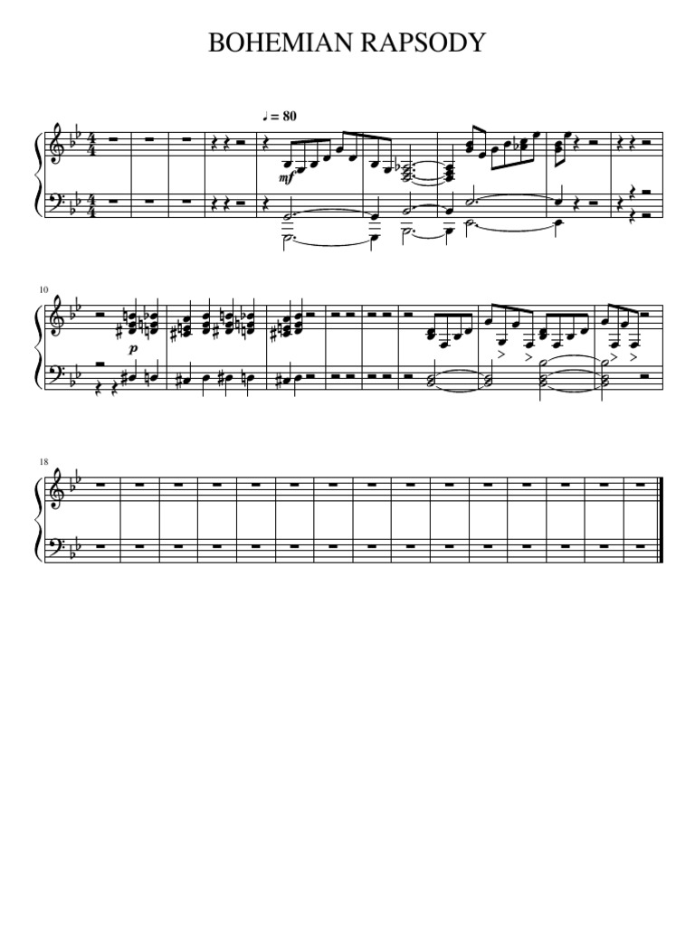 Bohemian Rapsody Piano 1 | PDF