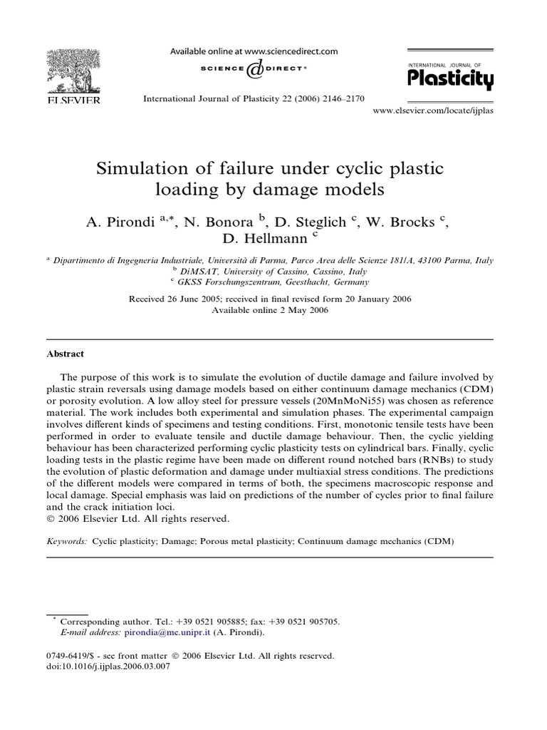 Simulation of Failure Under Cyclic Plastic Loading Through Damage ...