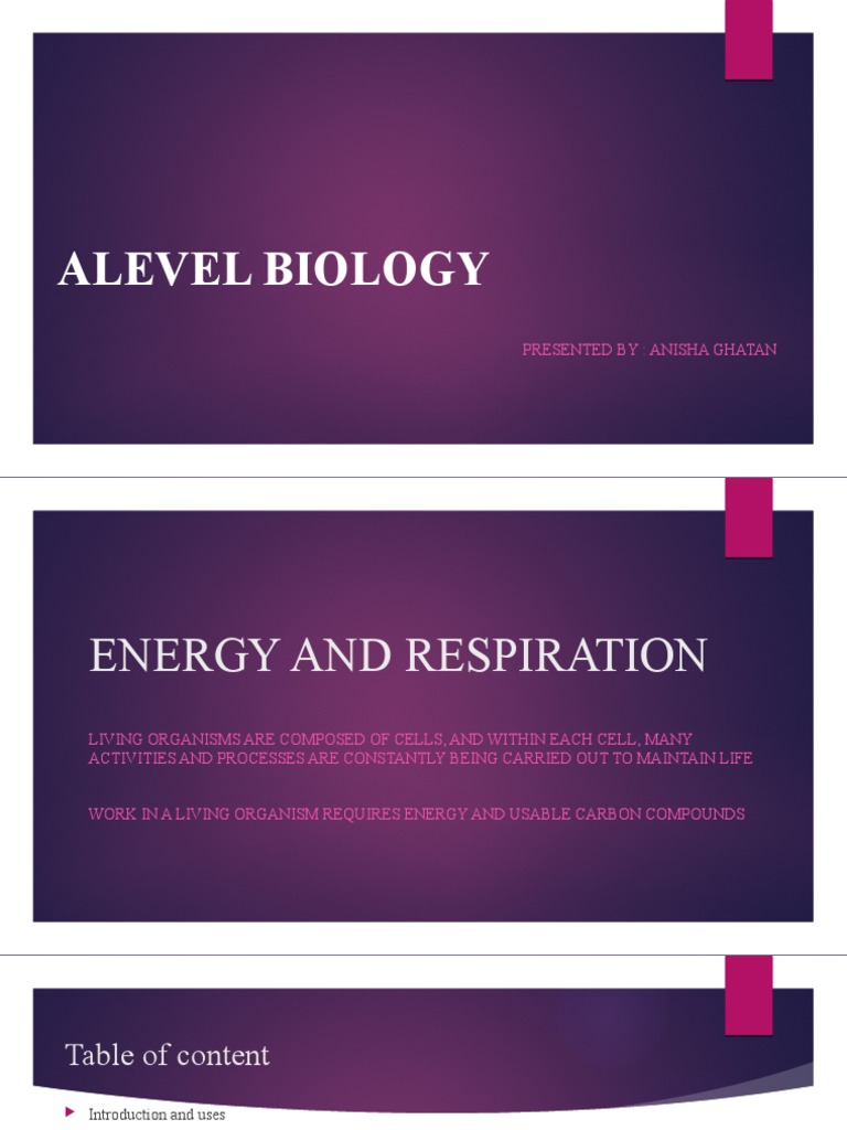 Energy and Respiration in A-Level Biology | PDF | Cellular Respiration ...