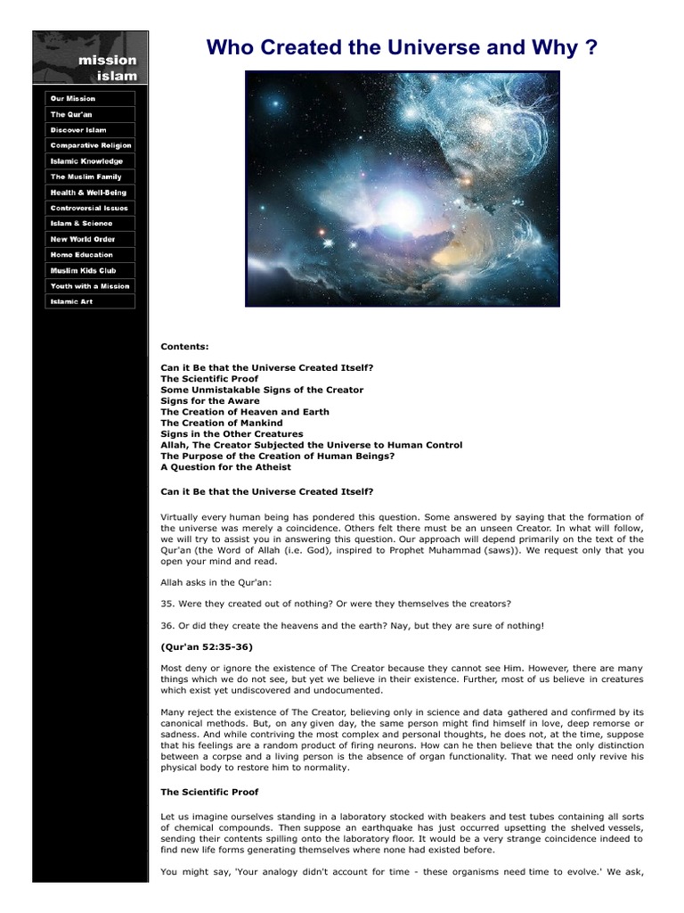 Who Create Universe | PDF | Stars | Universe
