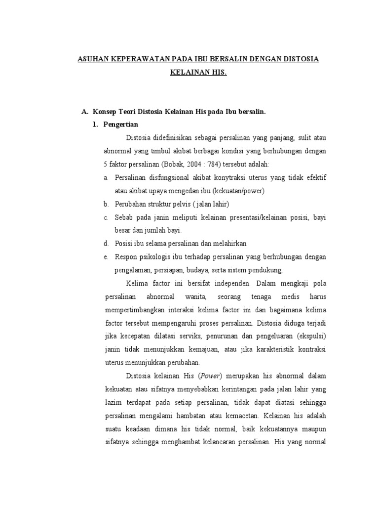 Distosia Kelainan His | PDF