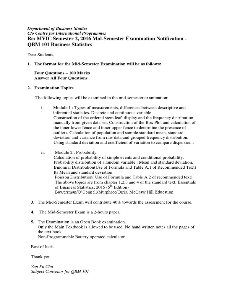 QBM101 Mid Term Notification | PDF | Computers