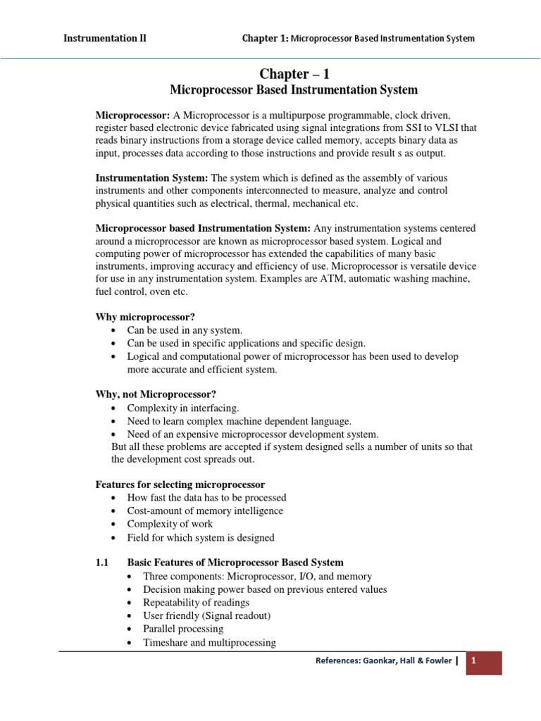 Chapter 1 - Microprocessor Based Instrumentation System | PDF | Instrumentation | Input/Output