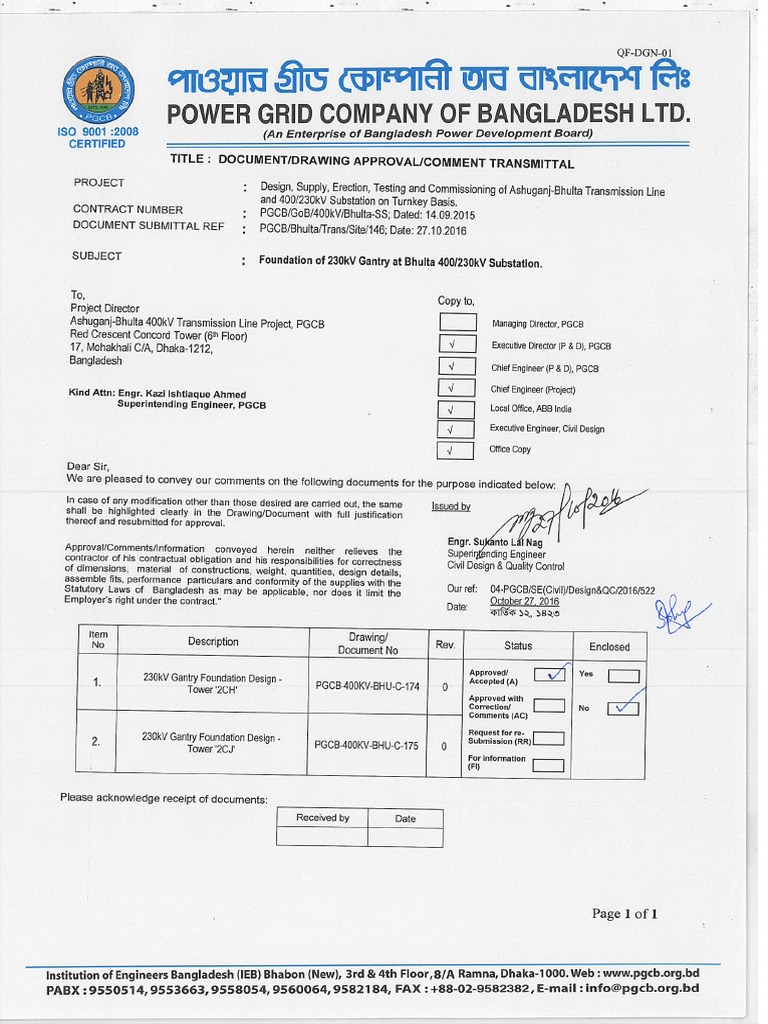 Foundation Design of 230kv Gantry Tower | PDF