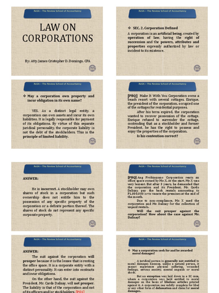 Corpo Law Dlsu.. | Download Free PDF | Dividend | Corporations