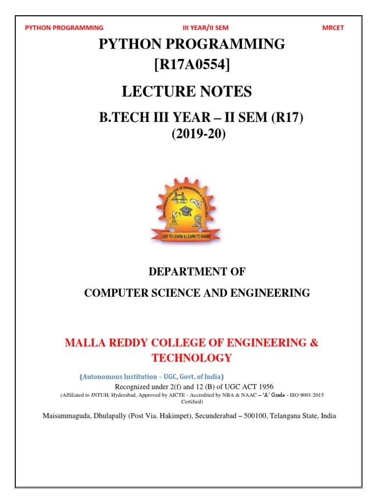 Python Programming Notes Pdf Parameter Computer Programming Python Programming Language 6131