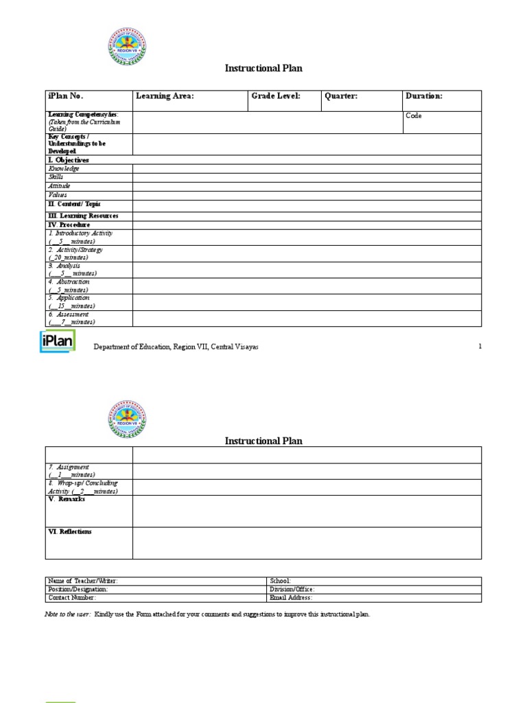 Instructional Plan: Iplan No. Learning Area: Grade Level: Quarter: Duration | PDF | Career ...