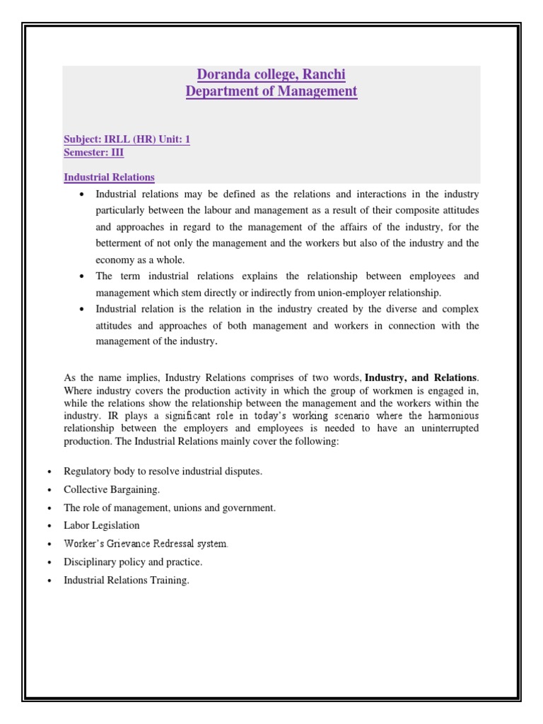 IRLL Unit 1 Sem 3 | PDF | Career & Growth