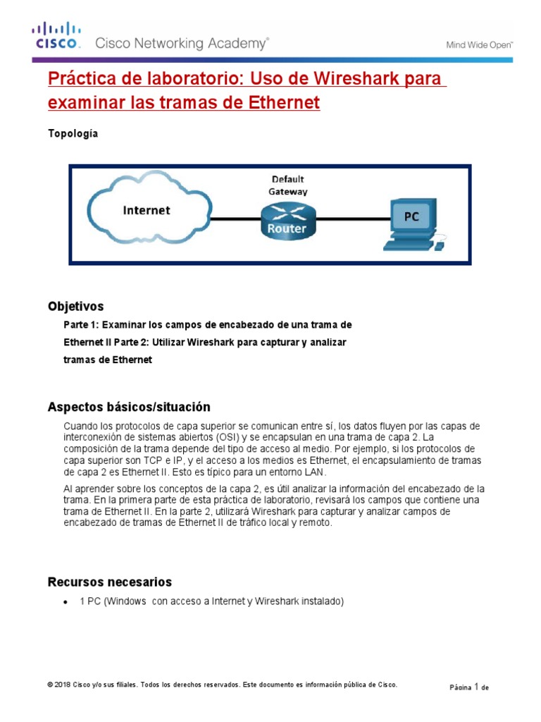 7.1.6 Lab - Use Wireshark To Examine Ethernet Frames | PDF | Comunicación por medio de ...