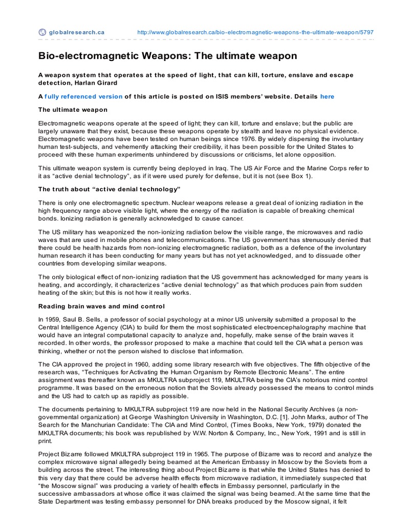 Bioelectromagnetic Weapons | PDF | Electromagnetic Radiation | Microwave