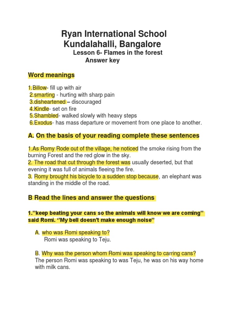 Flames in The Forest PDF | PDF | Verb | Grammar