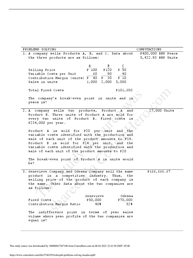 Edoc - Pub Problems Solving Masdocx PDF | PDF | Return On Investment | Inventory