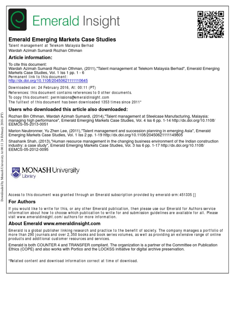 Talent Management Case Study Pdf Employee Retention Competence