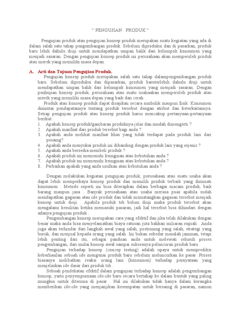 Pengujian Konsep Produk Sebelum Peluncuran | PDF