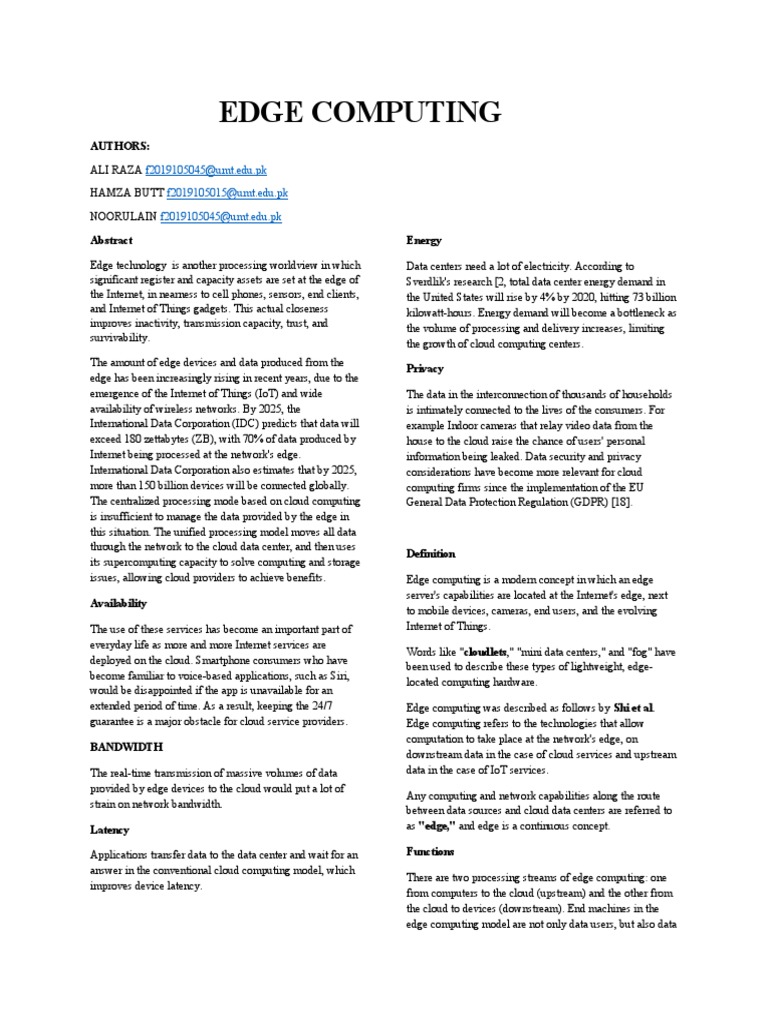 Edge Computing | PDF | Cloud Computing | Internet Of Things