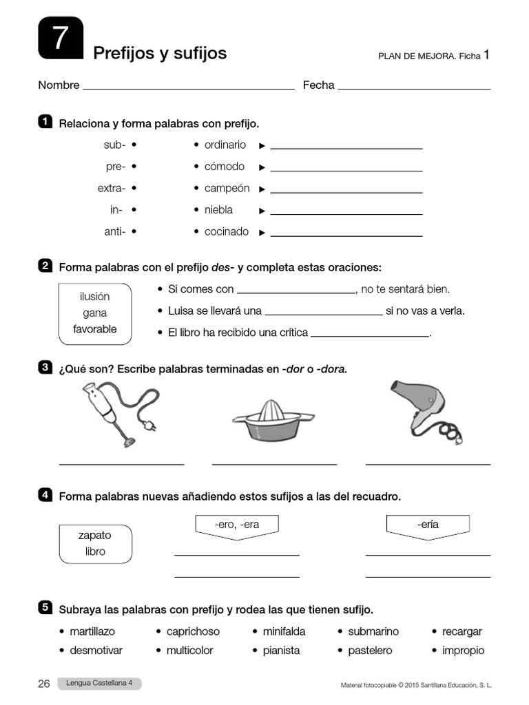 Tarea Prefijos y Sufijos Completa | PDF | Verbo | Morfología Lingüística