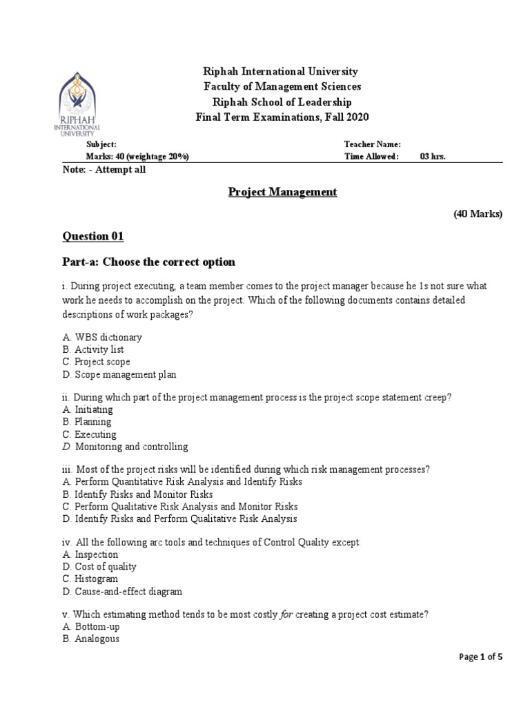 Project Management Final Paper | PDF | Project Management | Business