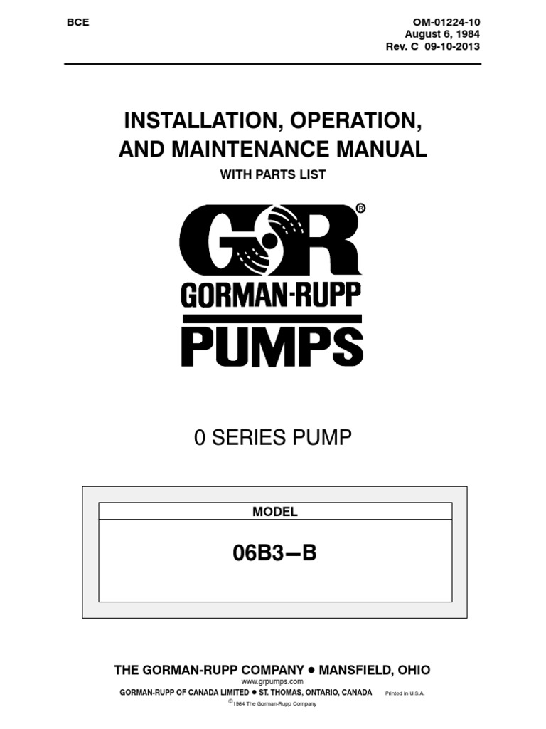 Installation, Operation, and Maintenance Manual: 0 Series Pump | PDF ...